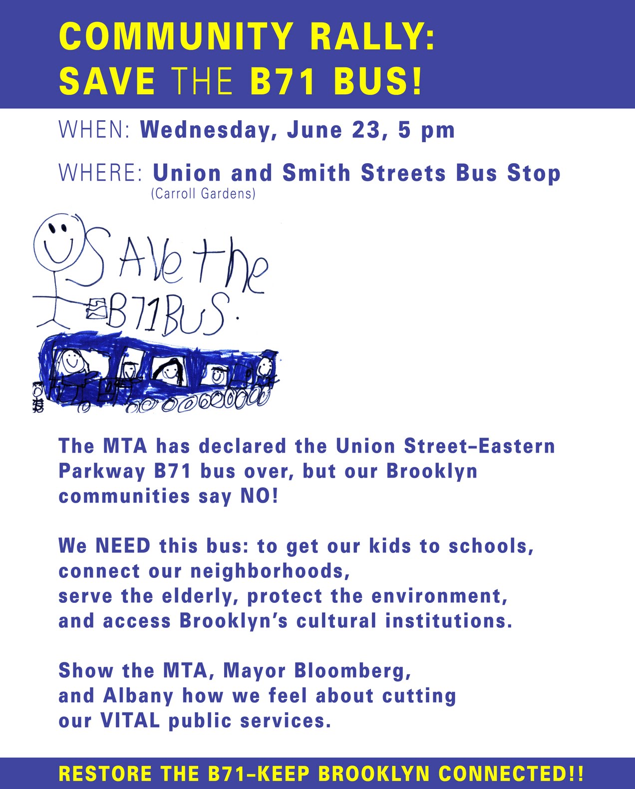 Rally to Save the B71 – Cobble Hill Association