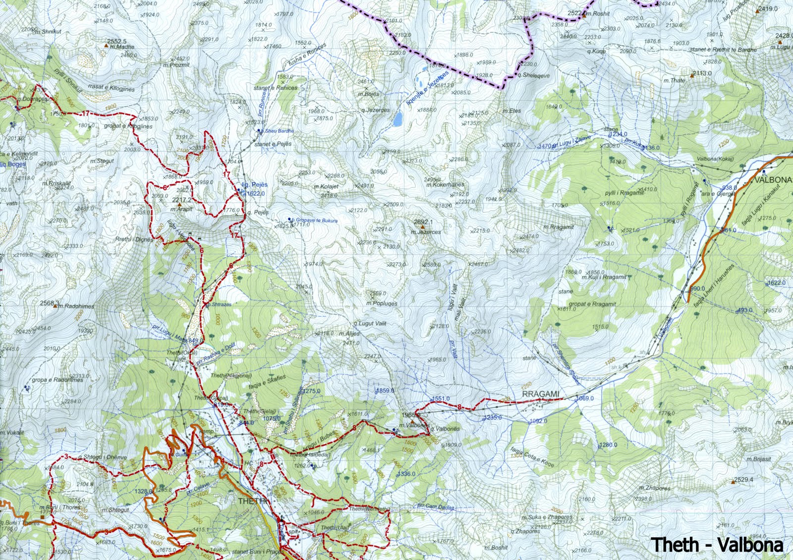 Albánie - mapy Prokletije