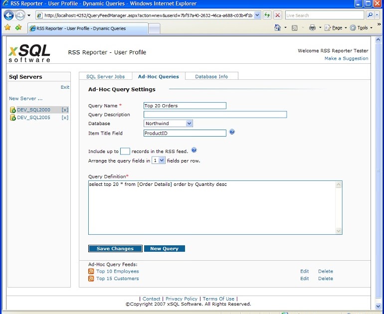 SQL Tools: Best way to create an rss feed from SQL Server