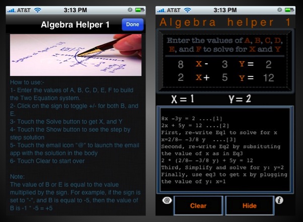 Algebra Helper 1: Iphone Algebra Helper 1 1.0 is released