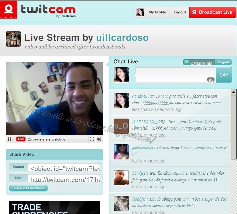 Blog Oficial O Jeito Uill Cardoso De Ser: CONFIRAM UILL NA TWITCAM!!!