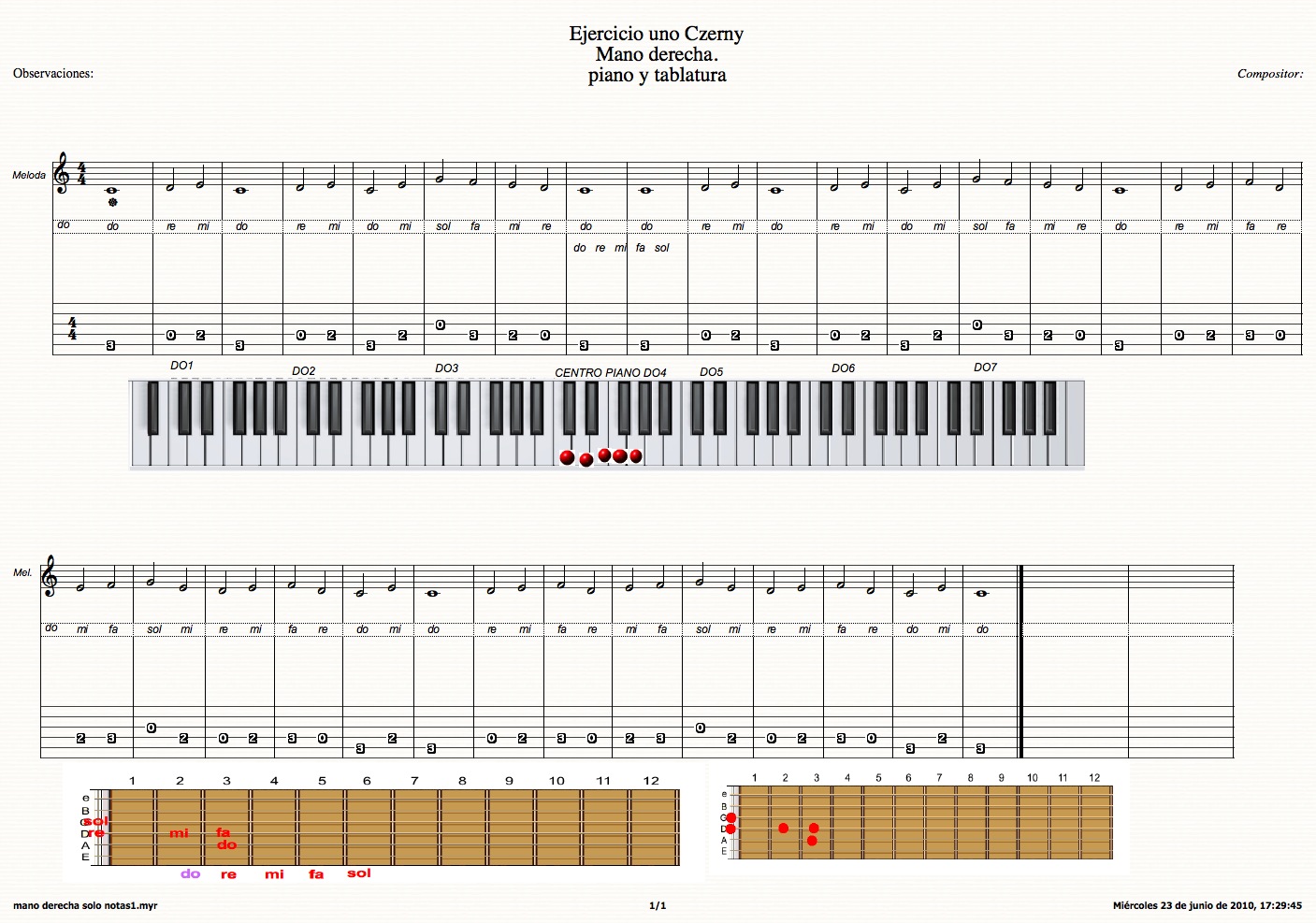 Todo música: Curso de piano Primera lección
