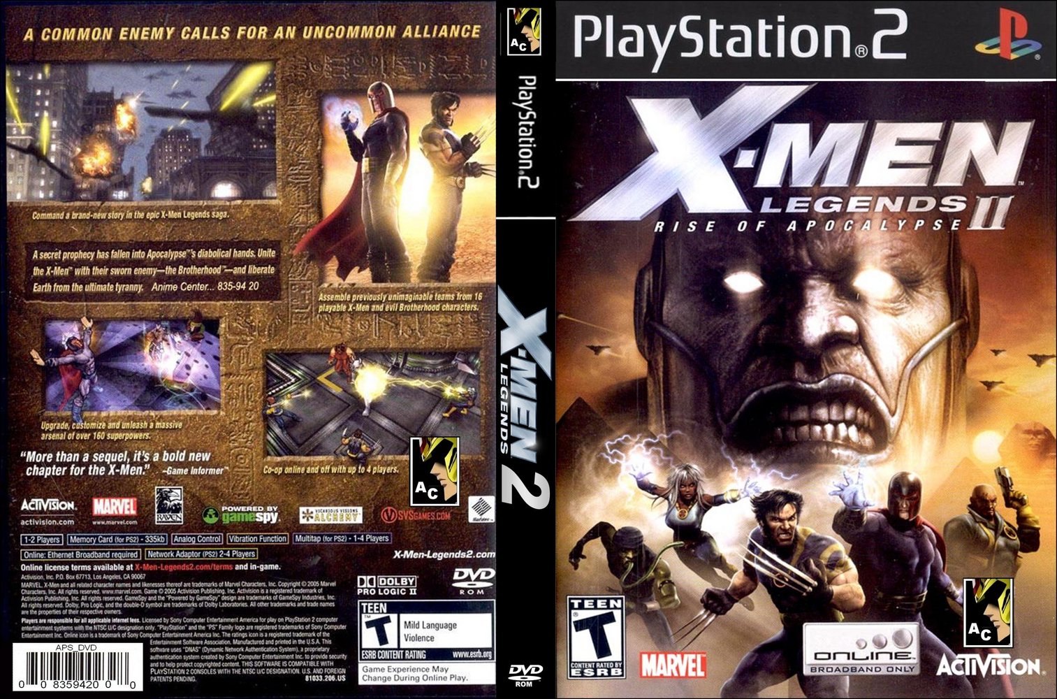 CAPAS PARA PLAYSTATION 2: X-Men - Legends 2 Rise O Apocalipse