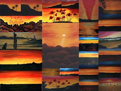 pinturas marga betancort: collage atardeceres