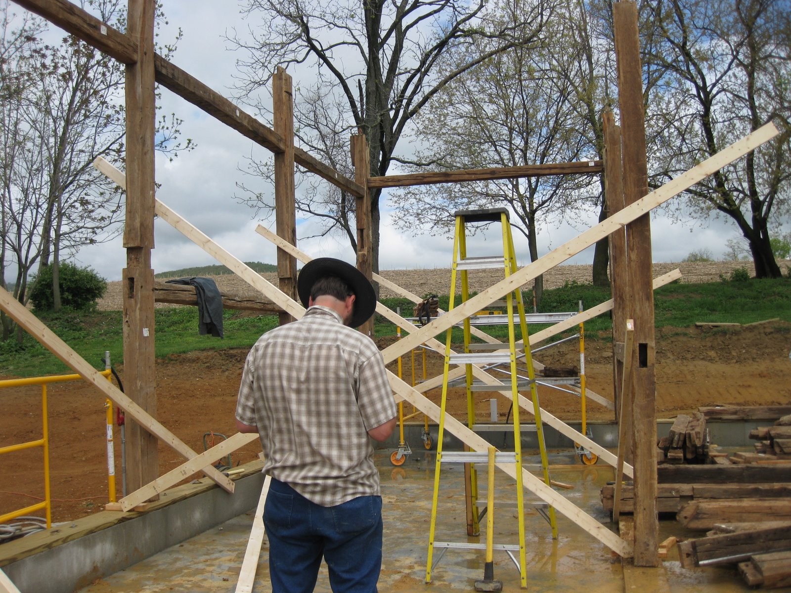 The Beaumont Barn: Installing the first Bent