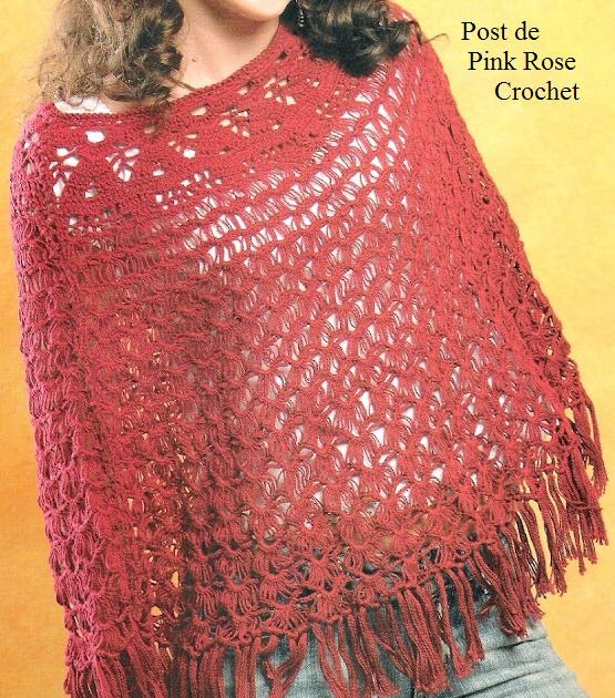 Pink Rose Crochet: Xale Pelerine Vinho