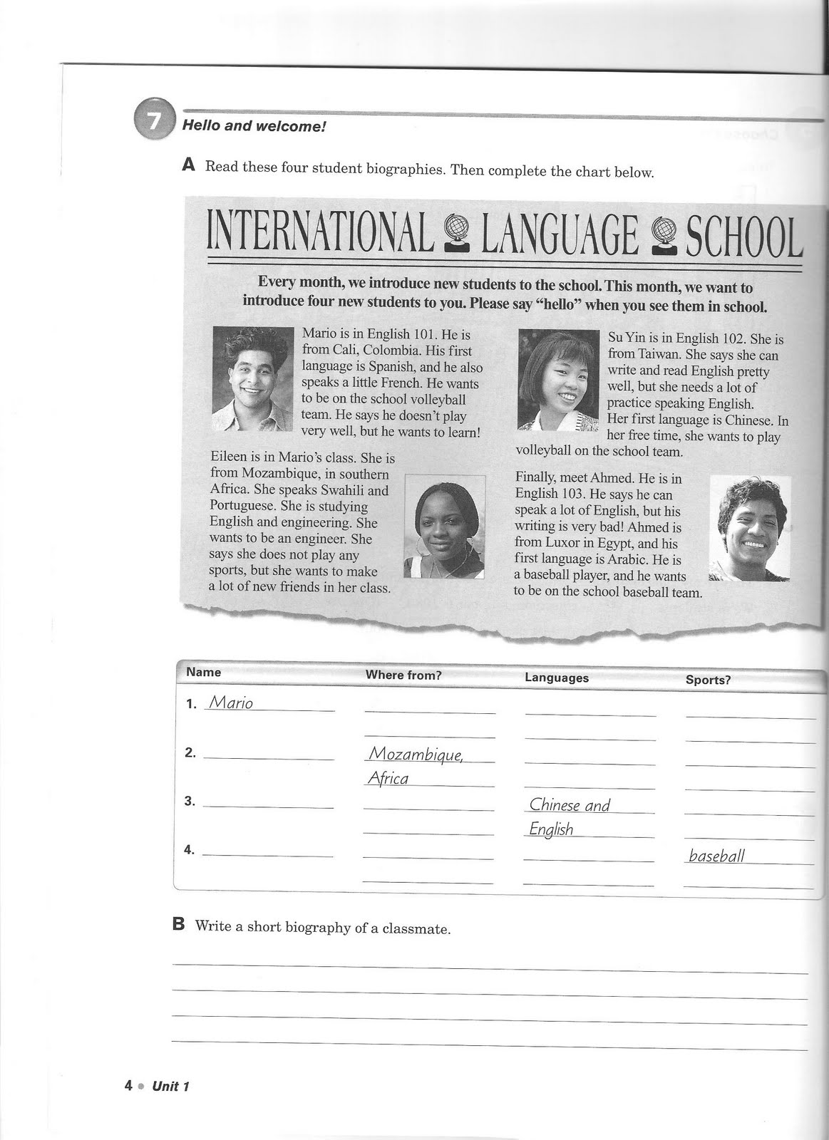 Shadia's Page: Interchange Workbook 1