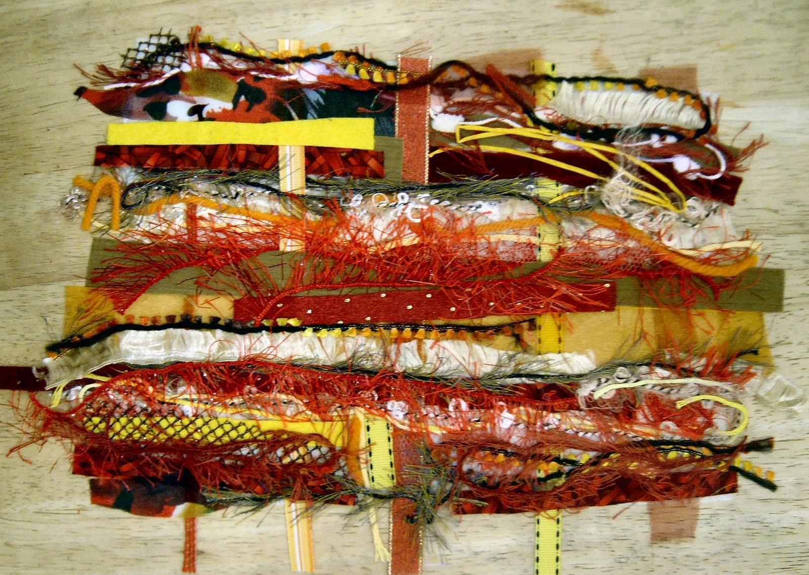 Sam's blog: Layering Fabric, Ribbon and Fibres