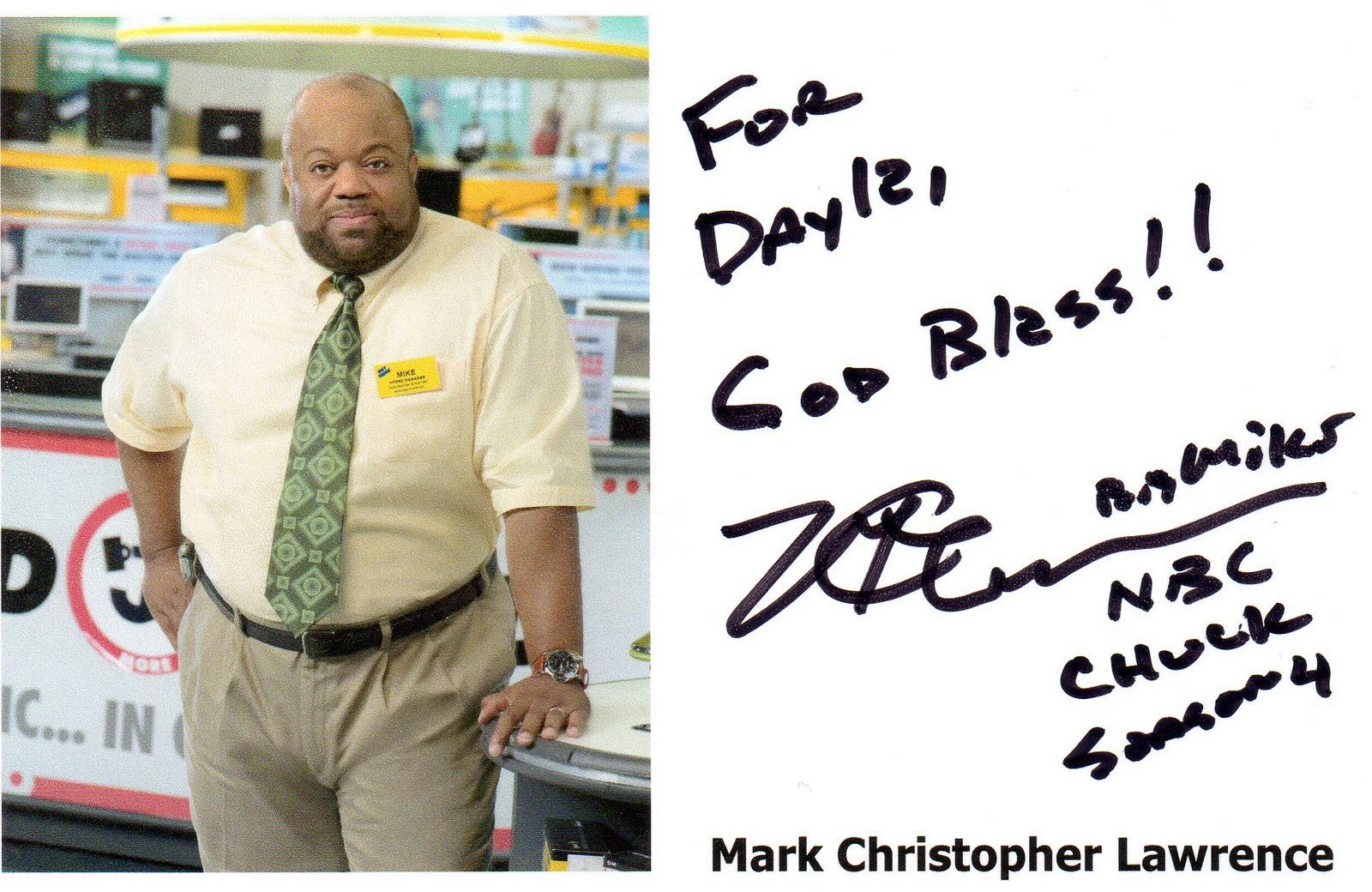 Kiwiautogal's Autographs: Mark Christopher Lawrence