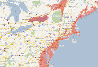 The 100 Metre Line: 80m Sea Rise - Maps for North America