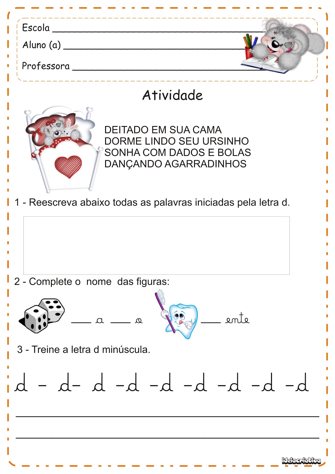 Ficha De Leitura Com A Letra D - RETOEDU