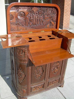 UHURU FURNITURE & COLLECTIBLES: SOLD - Ornate Carved Chinese Bar - $900