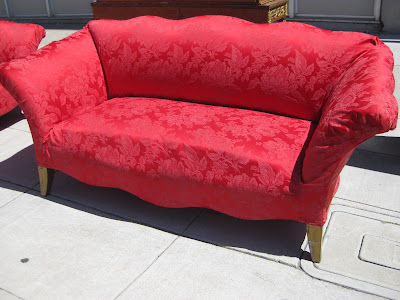 UHURU FURNITURE & COLLECTIBLES: SOLD - Red Victorian Sofa - $90