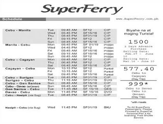 Philippines Shipping Guide: SuperFerry Schedule