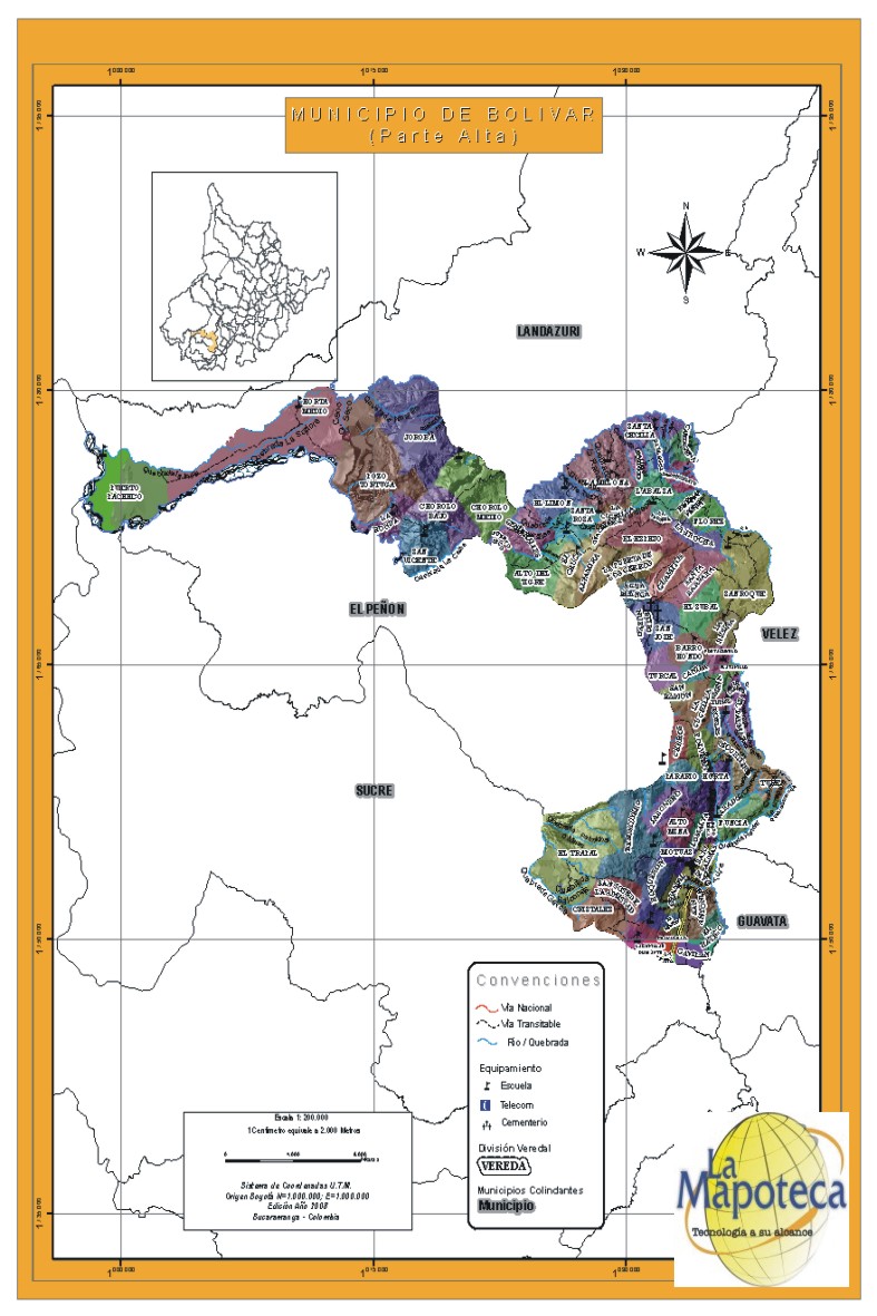 Atlas de Santander Municipios Provincias y Veredas: BOLIVAR-ALTO
