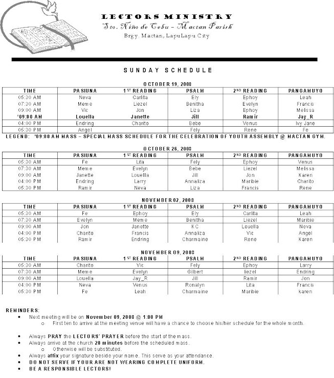 Lector's Ministry: LECTORS’ PRAYER