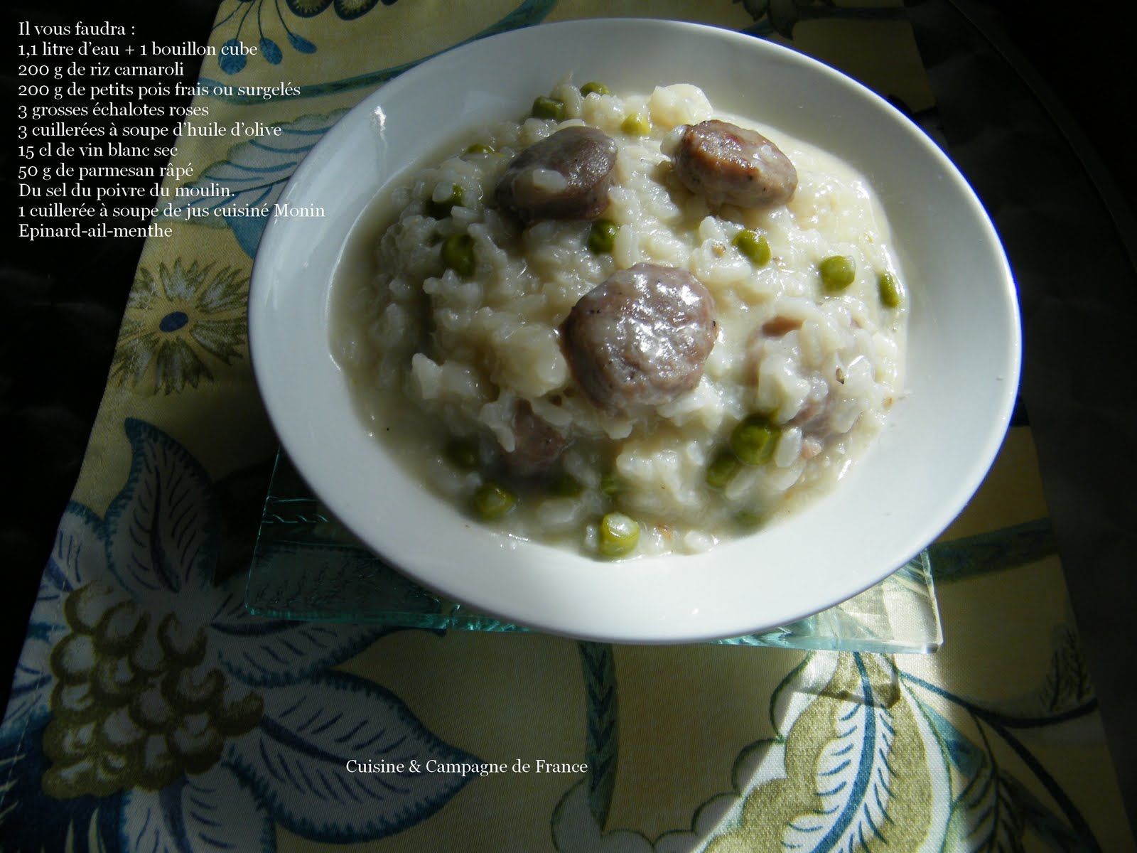 Cuisine et Campagne de France : Risotto aux petits pois et saucisse de ...