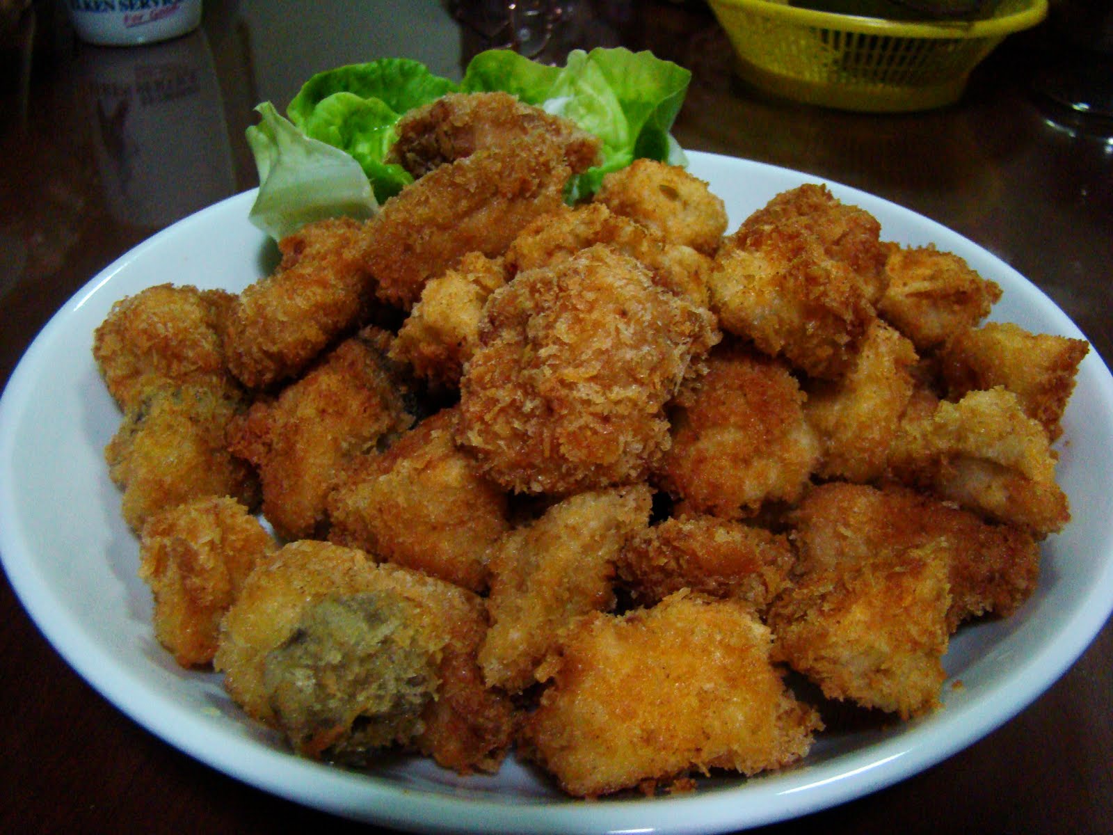 Festival food and dessert for party: Fried Chicken and King Oyster Mushroom