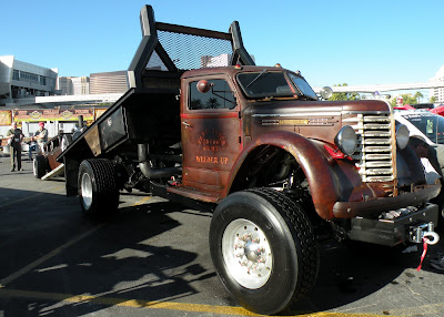 Just A Car Guy: welder up rat rod race car and it's Diamond T hauler