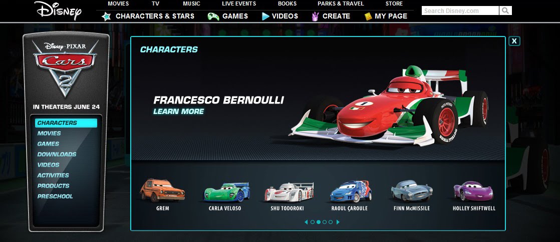 Just A Car Guy: Cars 2 website now shows the different characters