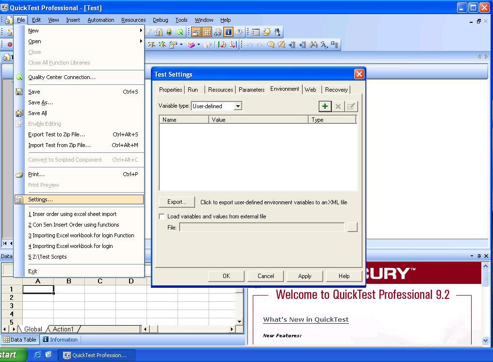 Quick Test Professional Tutorials Environment Parameters In Qtp 92