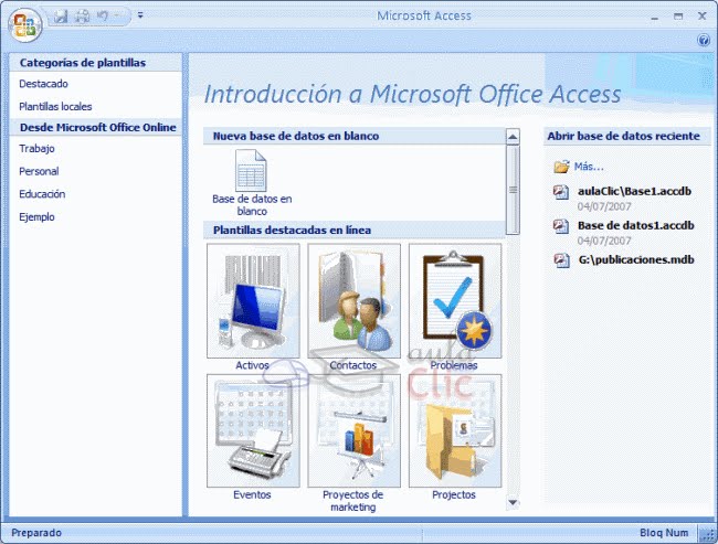 Microsoft Access 2007: ELEMENTOS BASICOS DE MICROSOFT ACCESS 2007 (II)