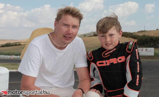 Mika Häkkinen e um dia de kart com o filho Hugo