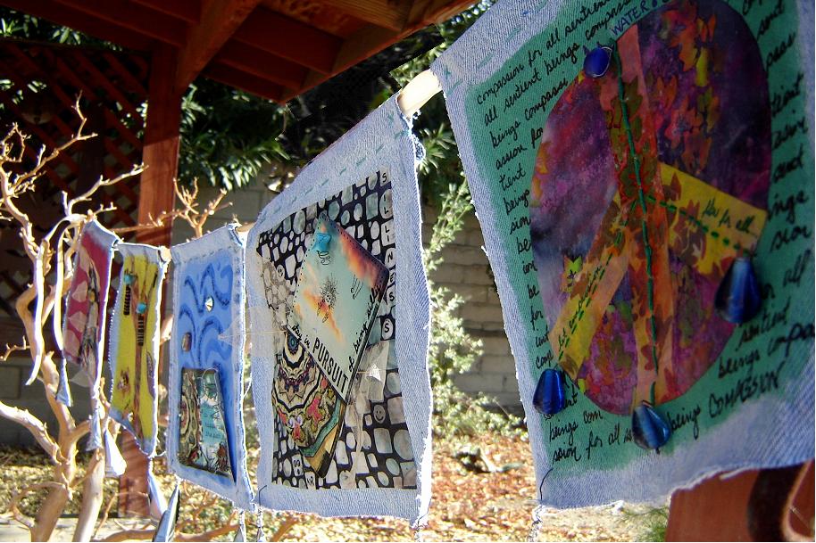 Mouse House ART: Creative Intentions (Making prayer flags in the pines)