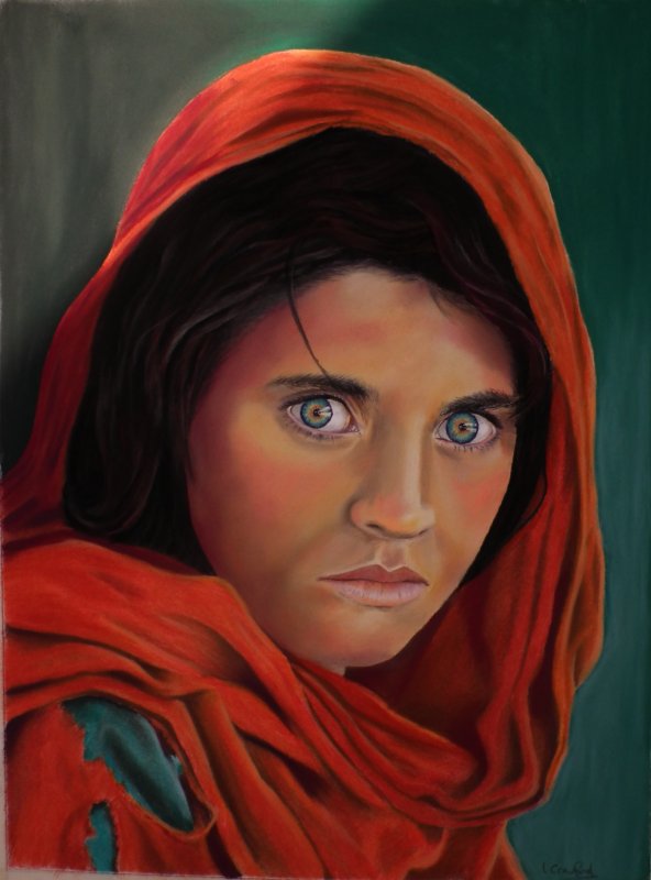 Gaia Art by Lesley Crawford: Sharbat Gula, pastel portrait