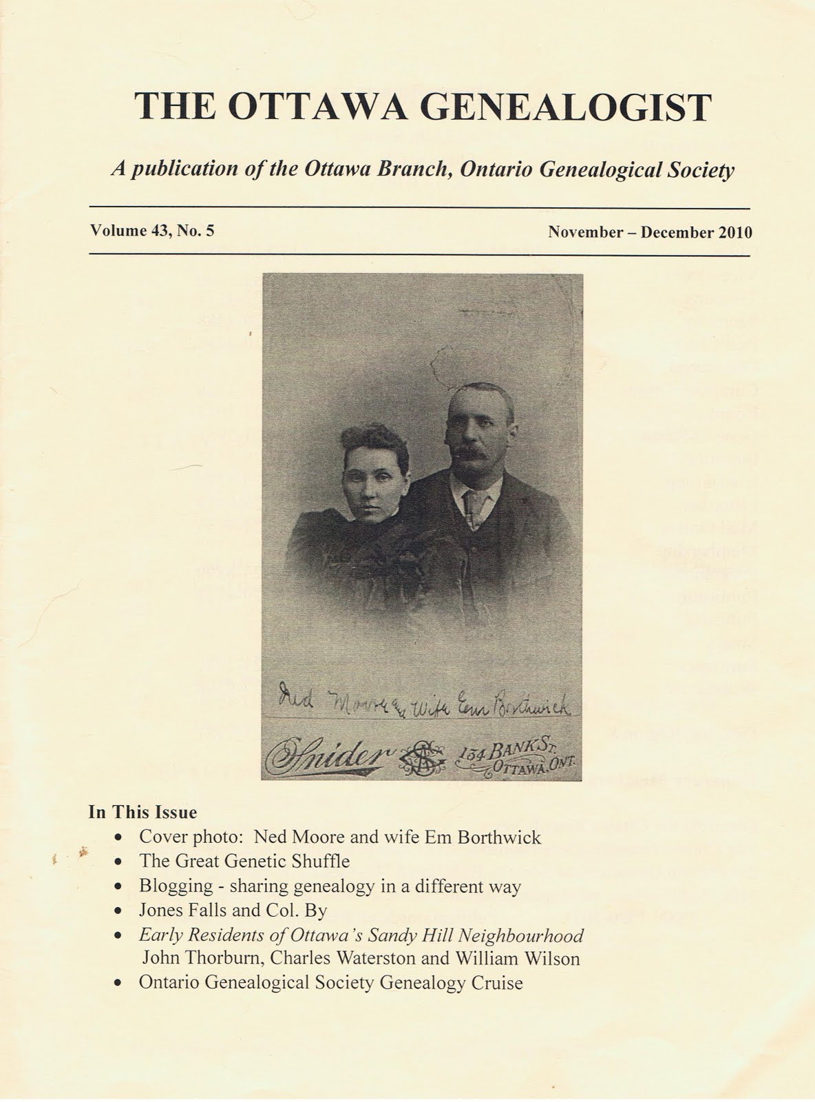 Genealogy Canada: The Ottawa Genealogist - Nov/Dec 2010