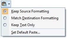 Paste Options and Paste Special in Word 2007