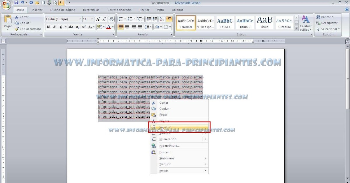 Cambiar el espacio entre líneas en Word | Informática Para ...