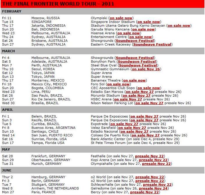 [NEWS] - BRASIL 2011: THE FINAL FRONTIER WORLD TOUR - IRON MAIDEN BRASIL