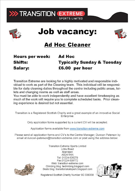 Transition Extreme Skatepark: Job Vacancy