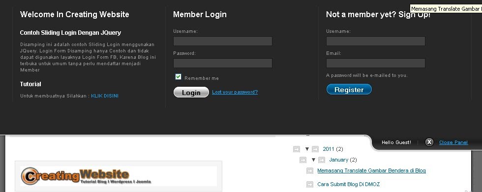 membuat from sliding login/register panel di blog ~ Info news20