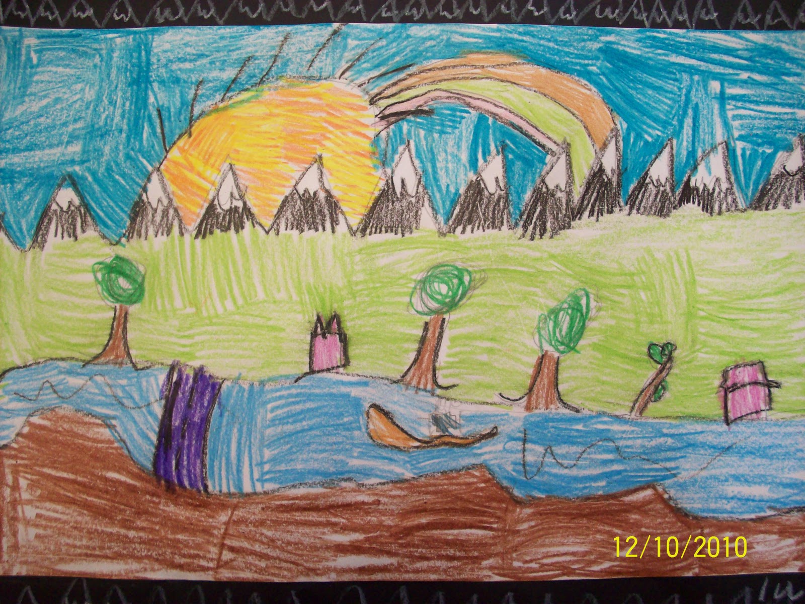 Center School Art: Landscape Drawings by Grade 1