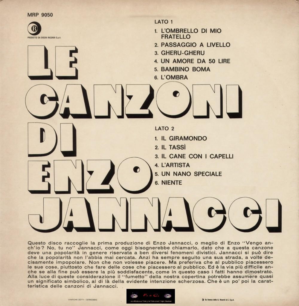 P. & C.: Enzo Jannacci - Le Canzoni di Enzo Jannacci (1968)