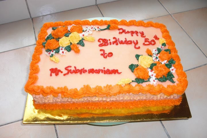 JK Home Bakes: Butter Cake with Orange Colored Icing for a 50th Birthday