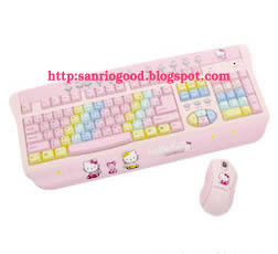 sanriogood: Hello Kitty Keyboard and Mouse Set is Wire Free
