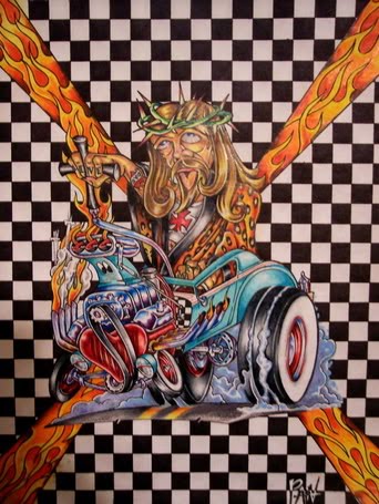 BIKERS,HIPPIES AND TATTOOED FREAKS: Hot Rod Jesus