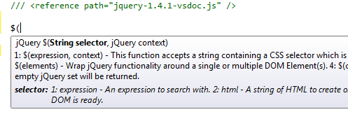 Developer's Cookbook: How to Add JQuery Intellisense to JS libraries in ...