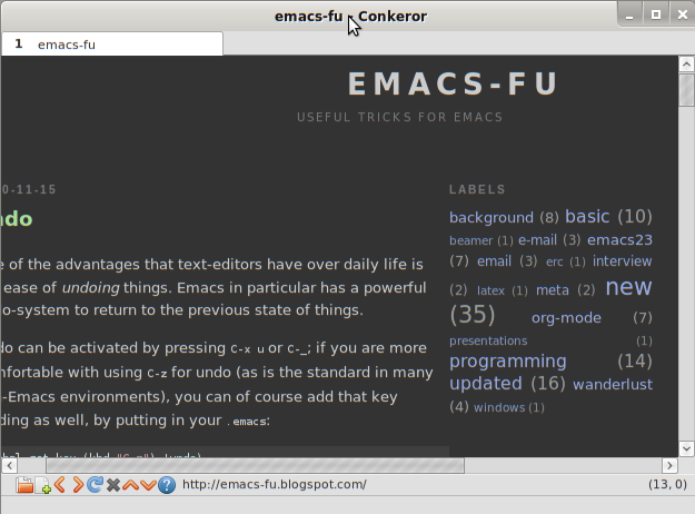 emacs-fu: conkeror: web browsing the emacs way