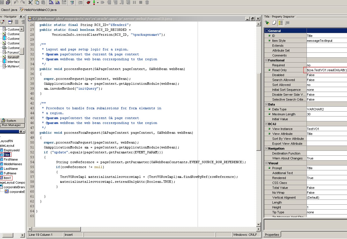 Anil S Oracle Application Framework Blog How To Make Selected Row Read Only In Table