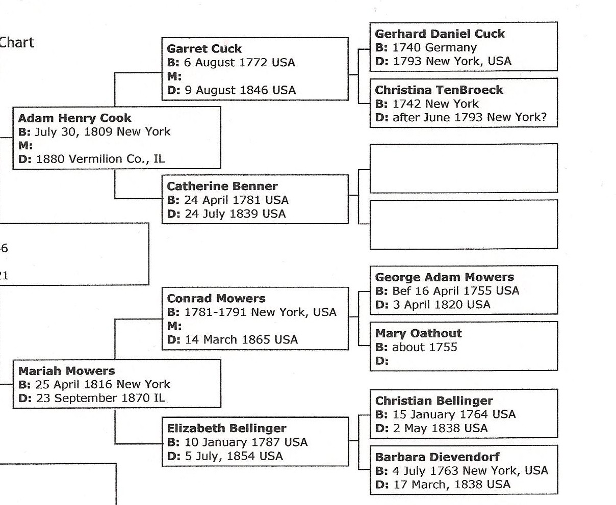 Paul Asher Cook Genealogy: Cook Family Tree Bracket