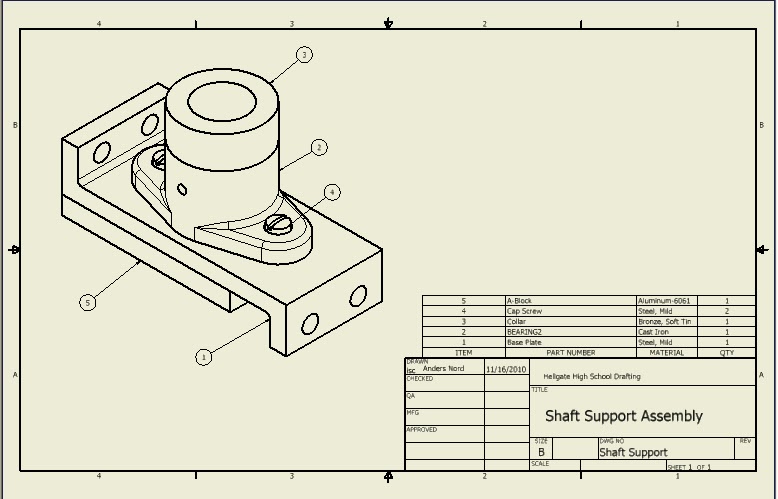 Drafting 3: Shaft Support Assembly