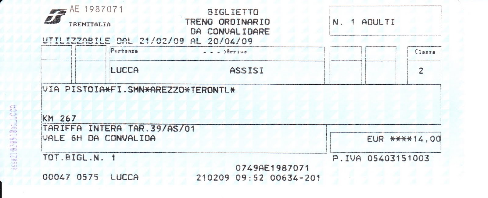 Italy: Reading an Italian train ticket