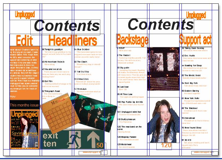 AS Hayley Ann Parry: school magazine front cover and content page ...