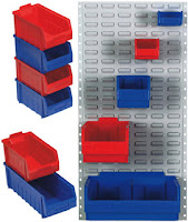 Storage System: Small Item Storage: Plastic Bins and Louvre Panel Systems