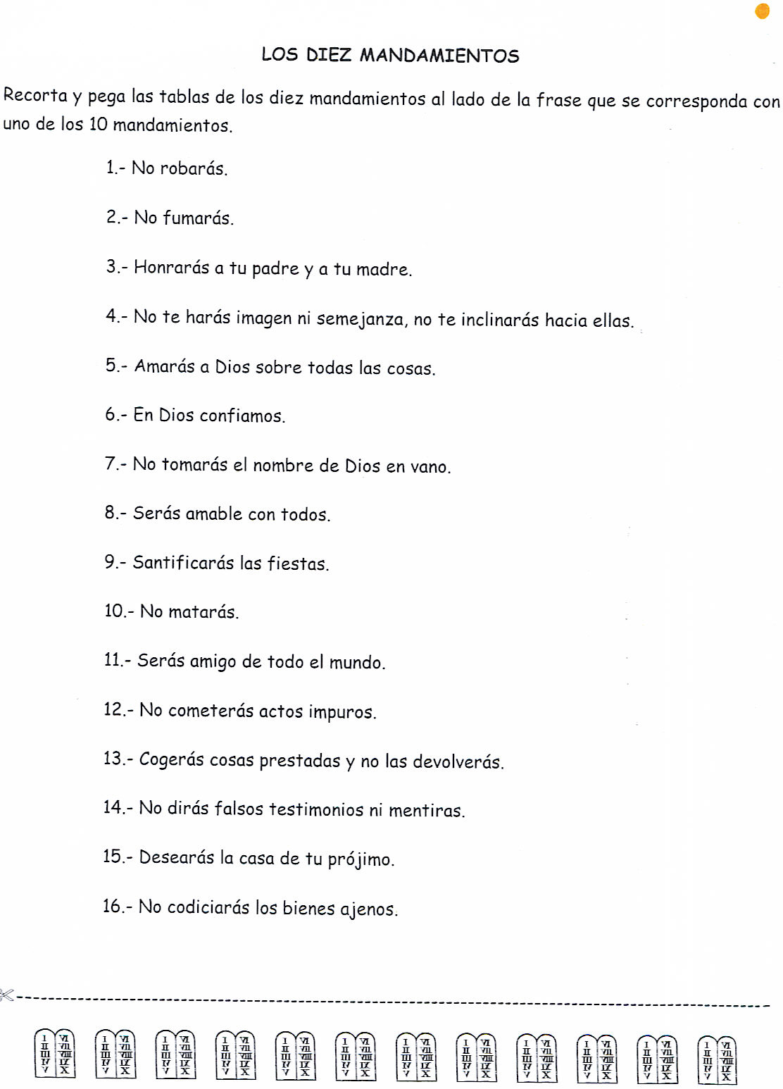 MATERIALES DE RELIGIÓN CATÓLICA: LOS DIEZ MANDAMIENTOS...Materiales ...