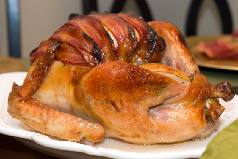 Maple Glazed Roast Turkey with Applewood Smoked Bacon